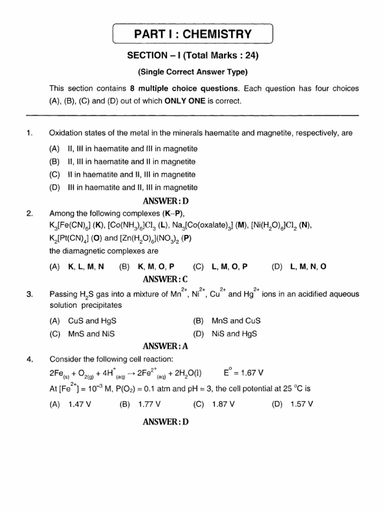 IIT JEE 2011 Paper 2 Question Answer | PDF