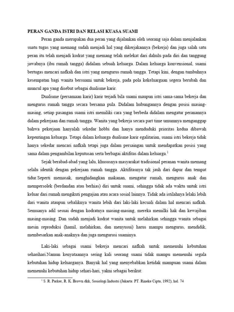 Peran Ganda Istri Dan Relasi Kuasa Suami | PDF | Kesehatan Holistik