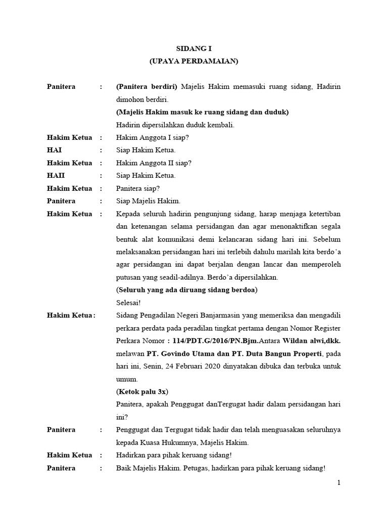 Skenario Perdata Fix | PDF | Politik | Ilmu Sosial