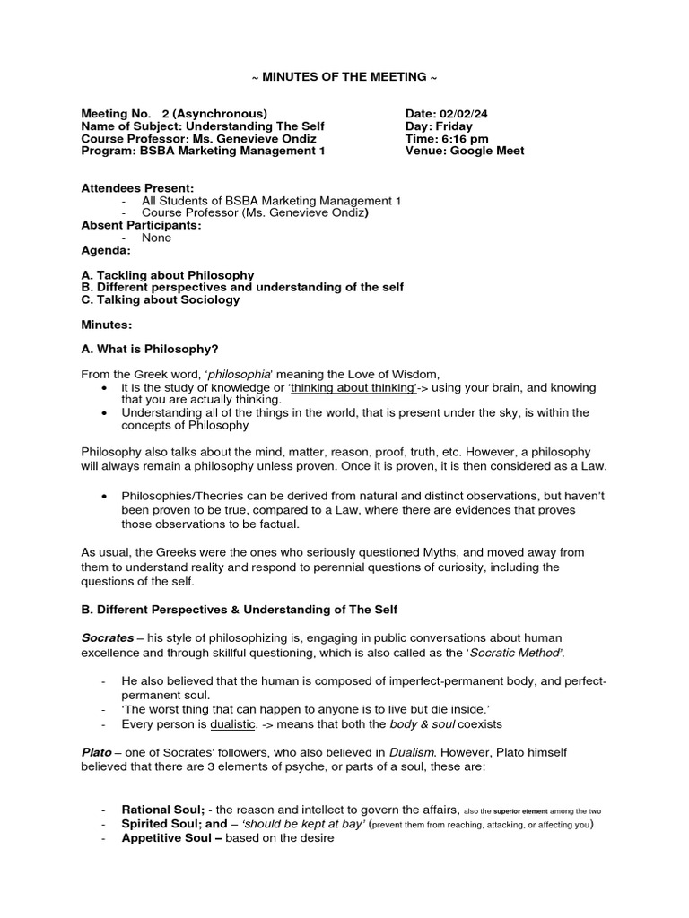 MOTM2 UTS Philosophy-Sociology | PDF | Soul | Self Concept