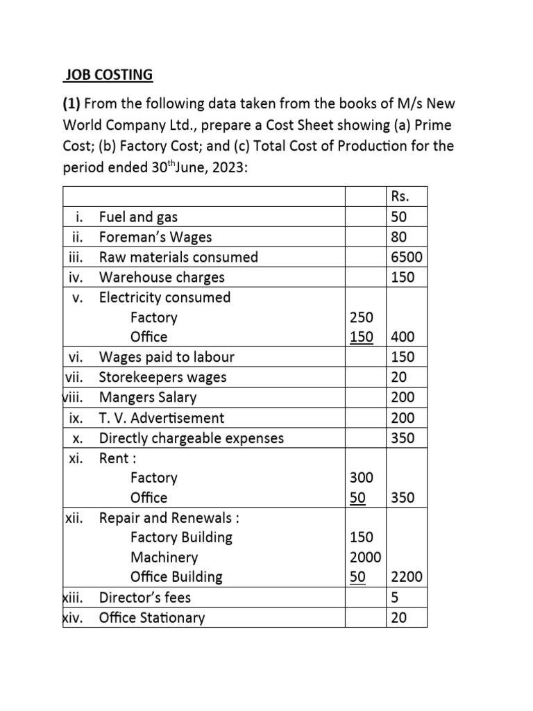 Cost Sheet | PDF | Cost | Business Economics