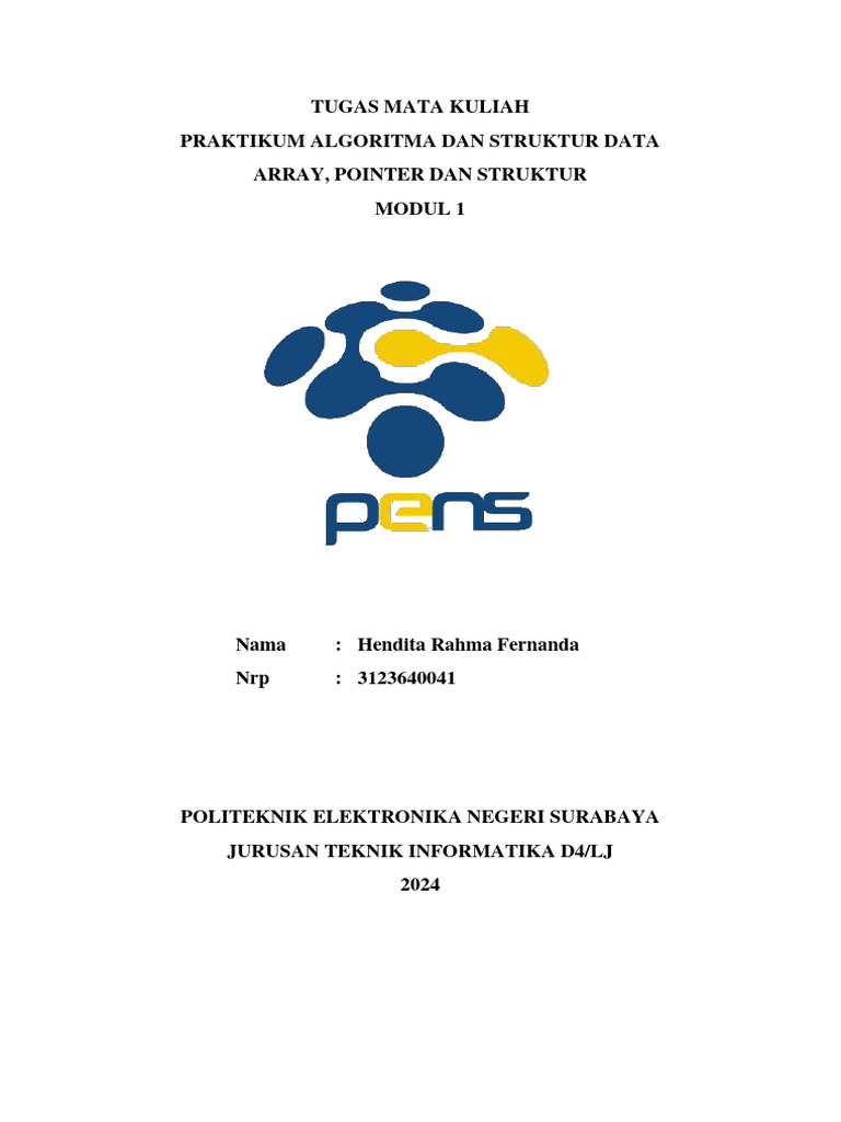Laporan Modul 1 Array, Pointer Dan Struktur | PDF Laporan Modul 1 Array, Pointer Dan Struktur | PDF