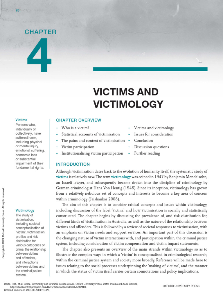 Crime Criminality and Criminal Justice Ebook - (CHAPTER 4 VICTIMS AND ...