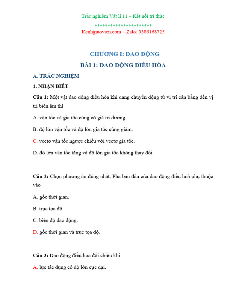 Bai 1 Dao Dong Dieu Hoa 0 | PDF