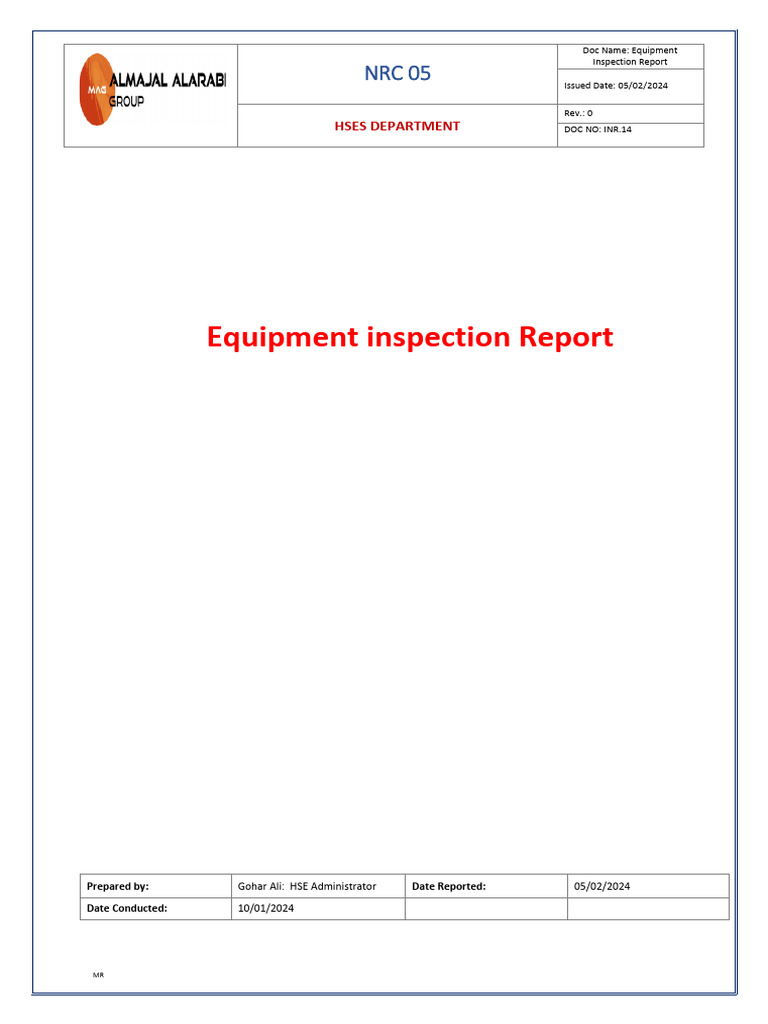 Equipment Inspection Report Summary | PDF | Heavy Equipment | Loader ...
