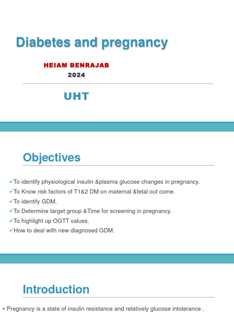Blecture 1 Managments of DM in Pregnancy. | PDF