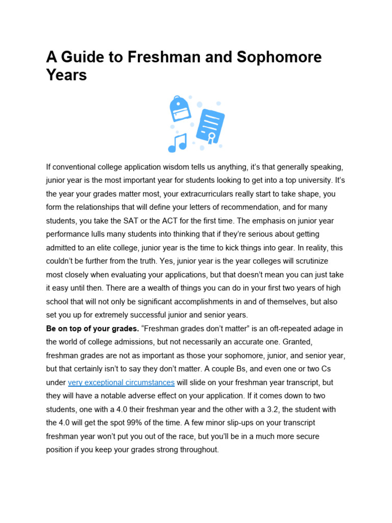 A Guide To Freshman and Sophomore Years | PDF | Advanced Placement ...