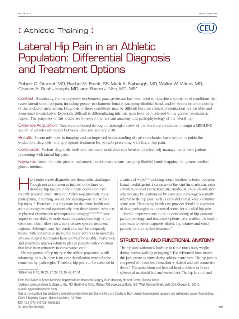 Lateral Hip Pain in An Athletic Population: Differential Diagnosis and ...