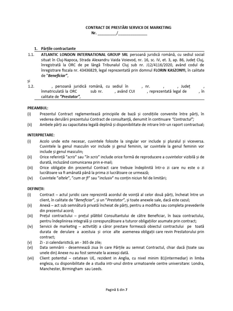 ATLANTIC - Contract de Colaborare 2023 | PDF