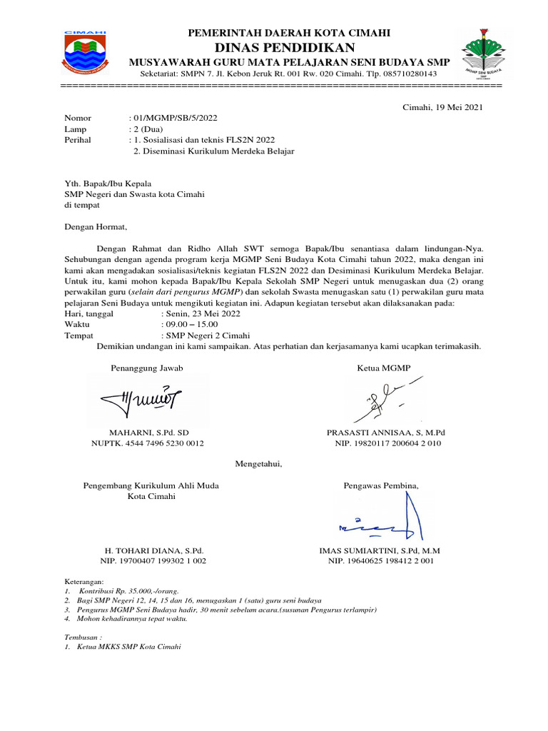 UNDANGAN MGMP SENBUD 3 Fras | PDF | Karier & Perkembangan