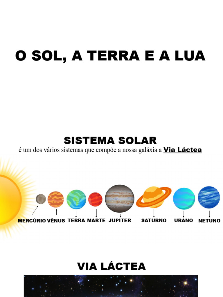 O Sol, A Terra e A Lua | PDF | Planetas | Sistema Solar