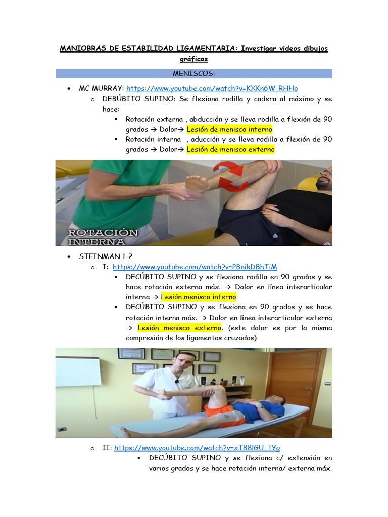 Maniobras de Estabilidad Ligamentaria | PDF