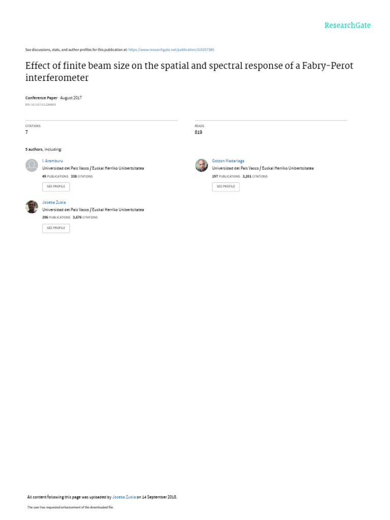 Effect of Finite Beam Size On The Spatial and Spec | PDF