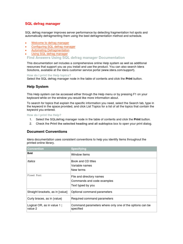 SQL Defrag Manager User Guide | PDF | Database Index | Microsoft Sql Server