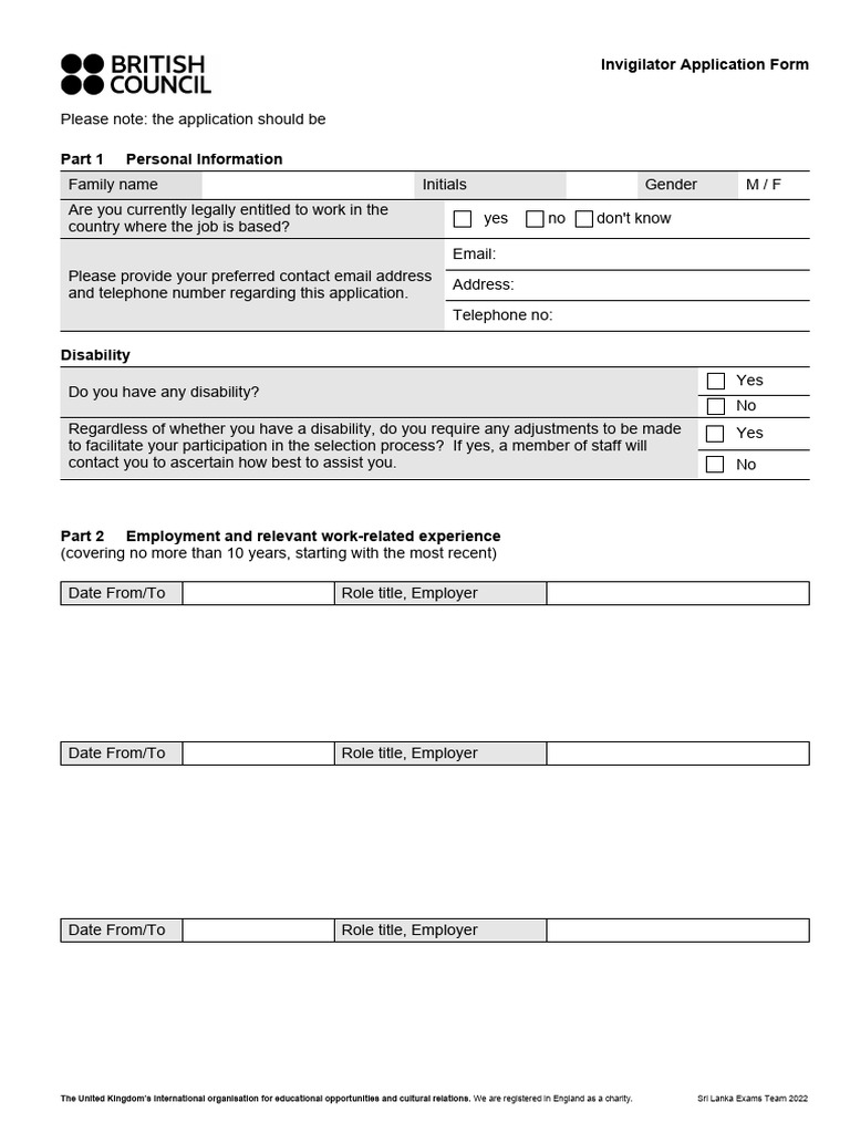 Invigilator Application Form 5 | PDF