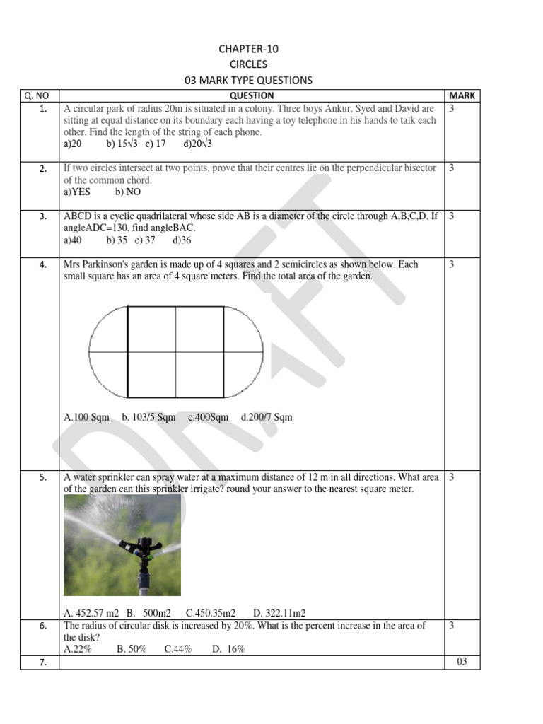 3 Marks Circles Questions | PDF | Teaching Methods & Materials