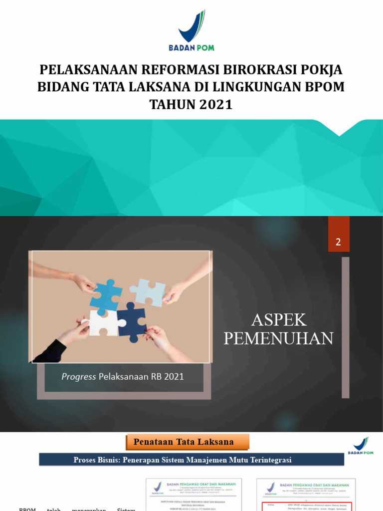 Progres Pelaksanaan RB Tahun 2021 Pokja Tata Laksana 2 | PDF