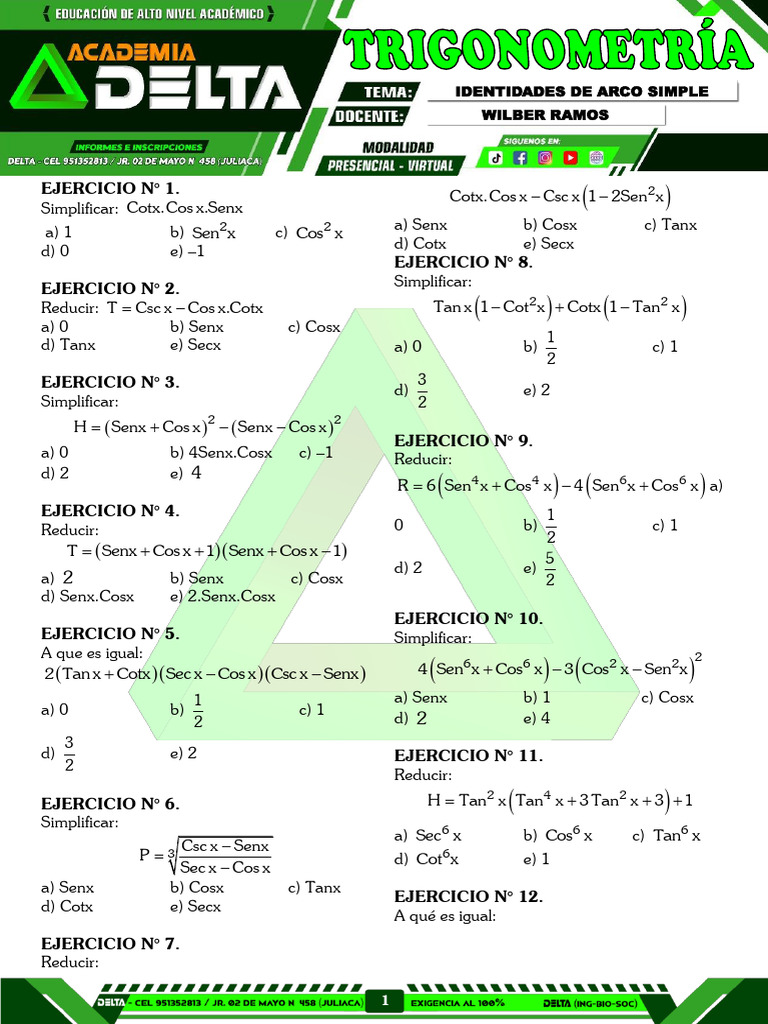 08 Trigo - Identidades de Arco Simple - Nivel o | PDF