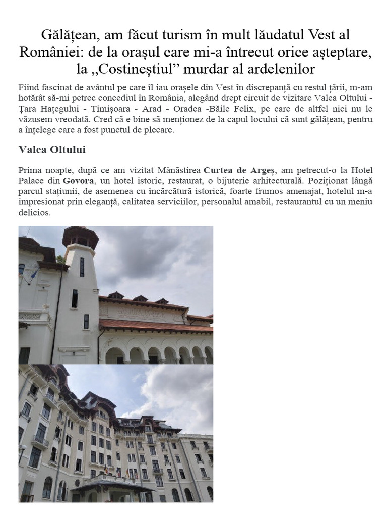 Turist Galatean in Vestul Romaniei | PDF