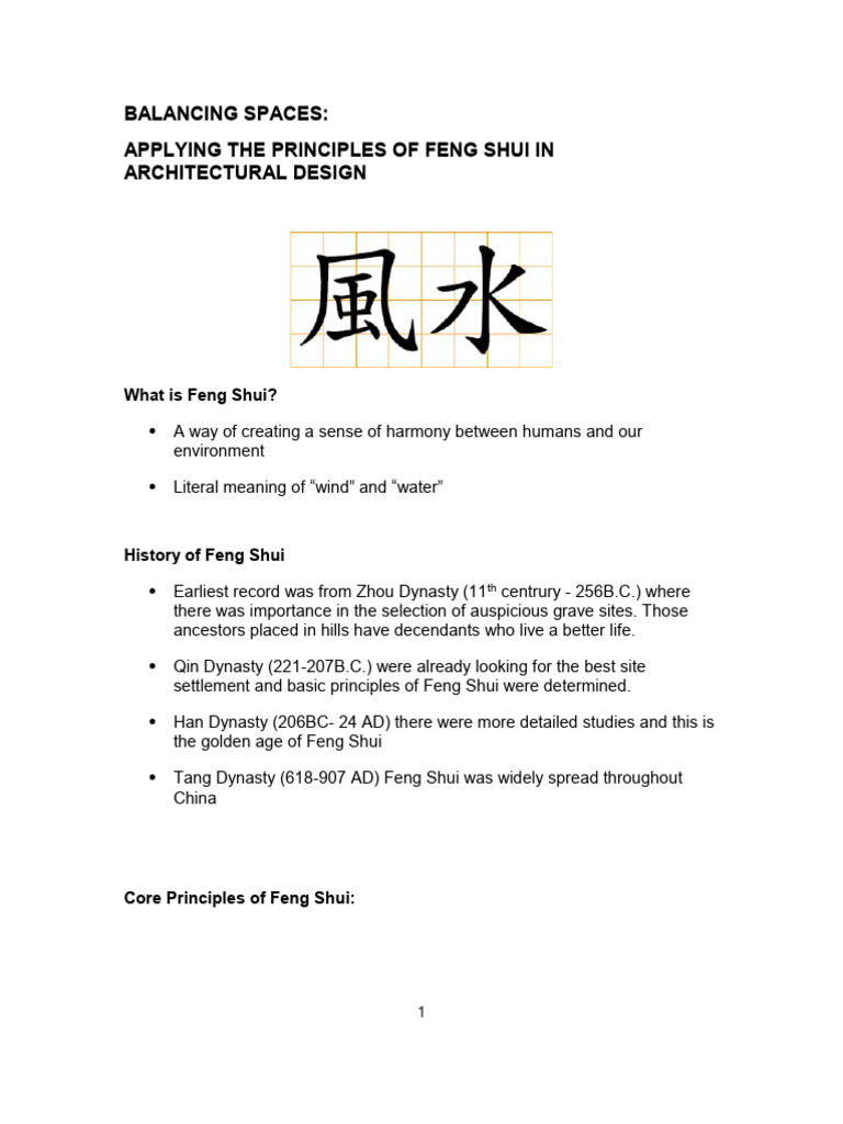 Handout - Blancing Spaces | PDF | Qi | Yin And Yang