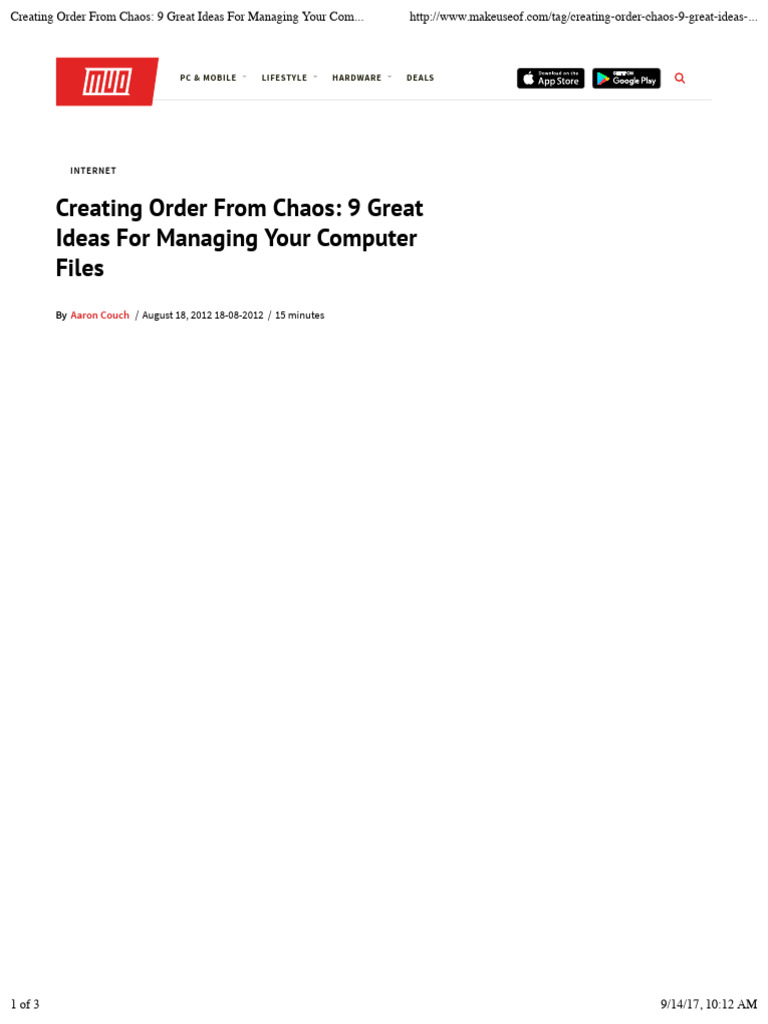Creating Order From Chaos: 9 Great Ideas For Managing Your Computer ...
