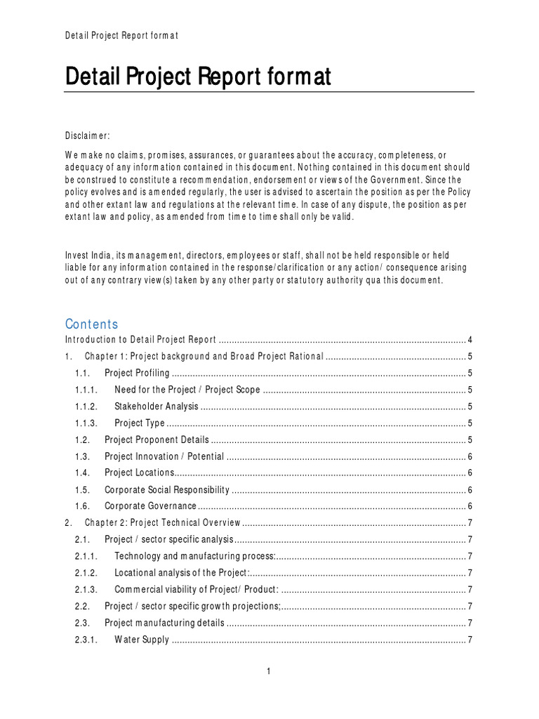 Suggestive Detail Project Report (DPR) Format | PDF | Risk | Risk ...