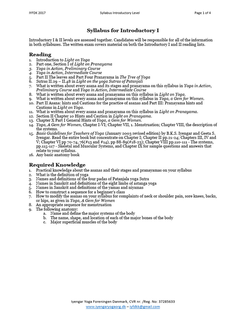 Syllabus Introductory | PDF | Anatomical Terms Of Motion | Asana