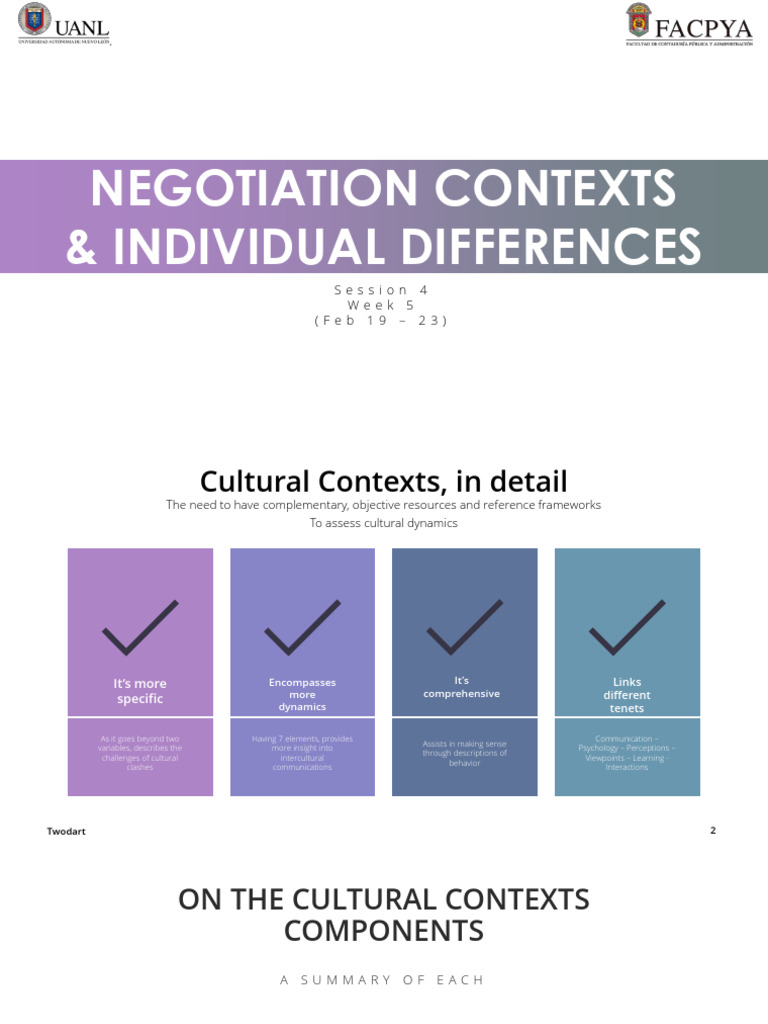 Negotiation Contexts & Individual Differences: Session 4 Week 5 (F e B ...