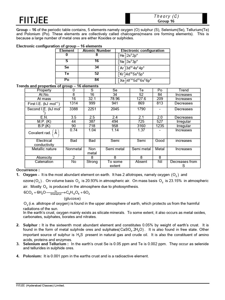 Group 16 Theory | PDF