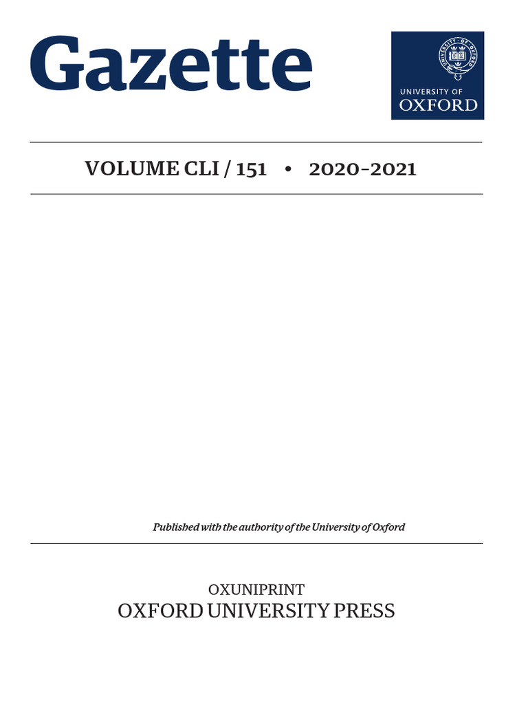 University of Oxford Gazette 2020-2021 - Vol 151 Redacted | PDF ...
