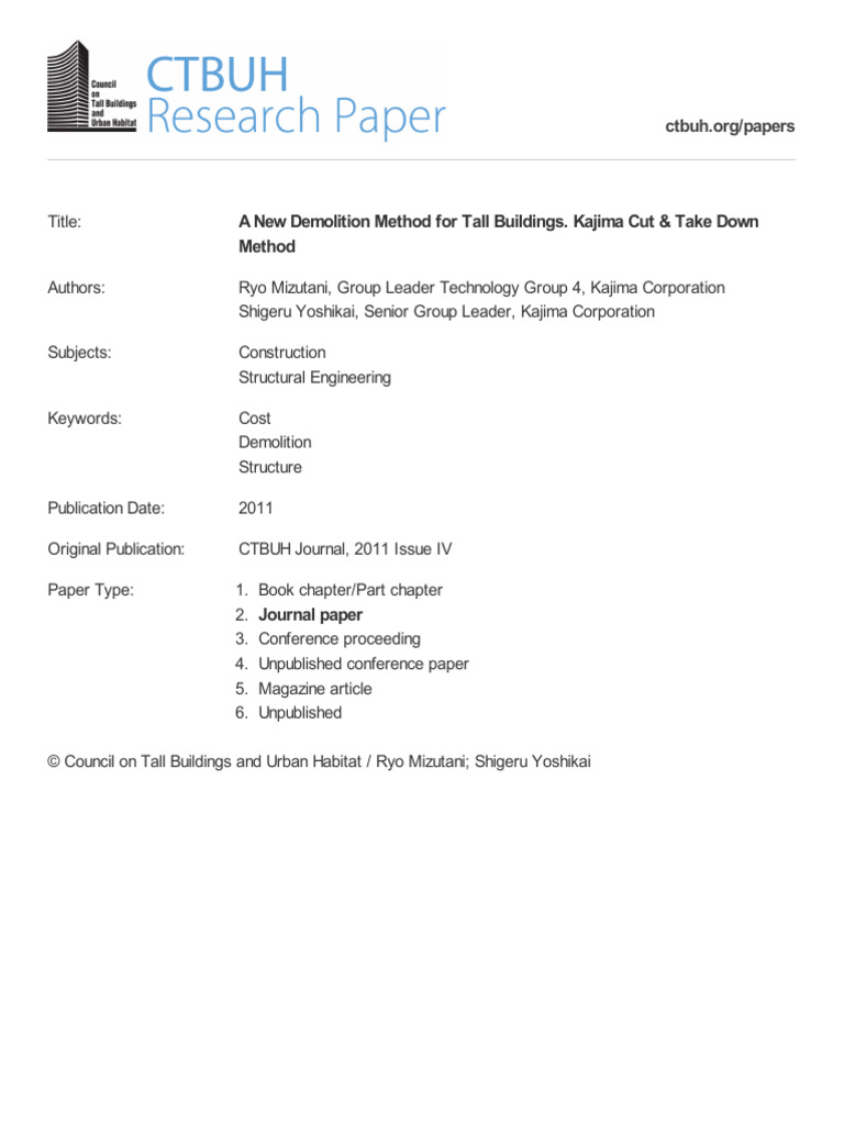 302 A New Demolition Method For Tall Buildings Kajima Cut Take Down ...