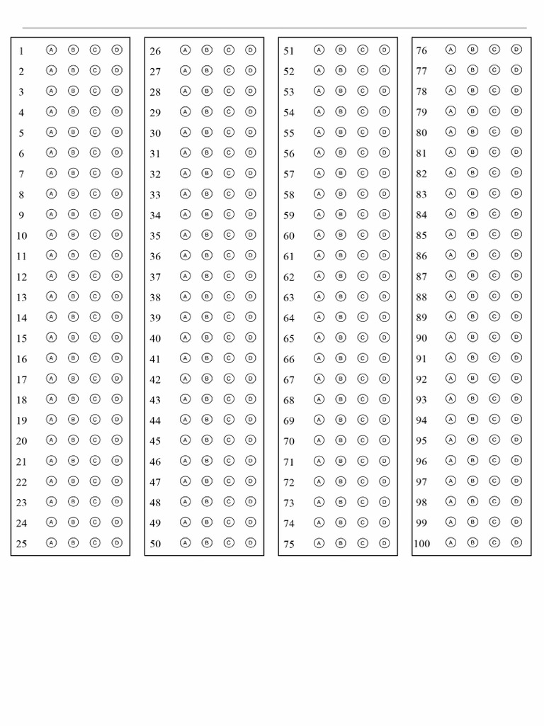 100 Question Answer Sheet | PDF