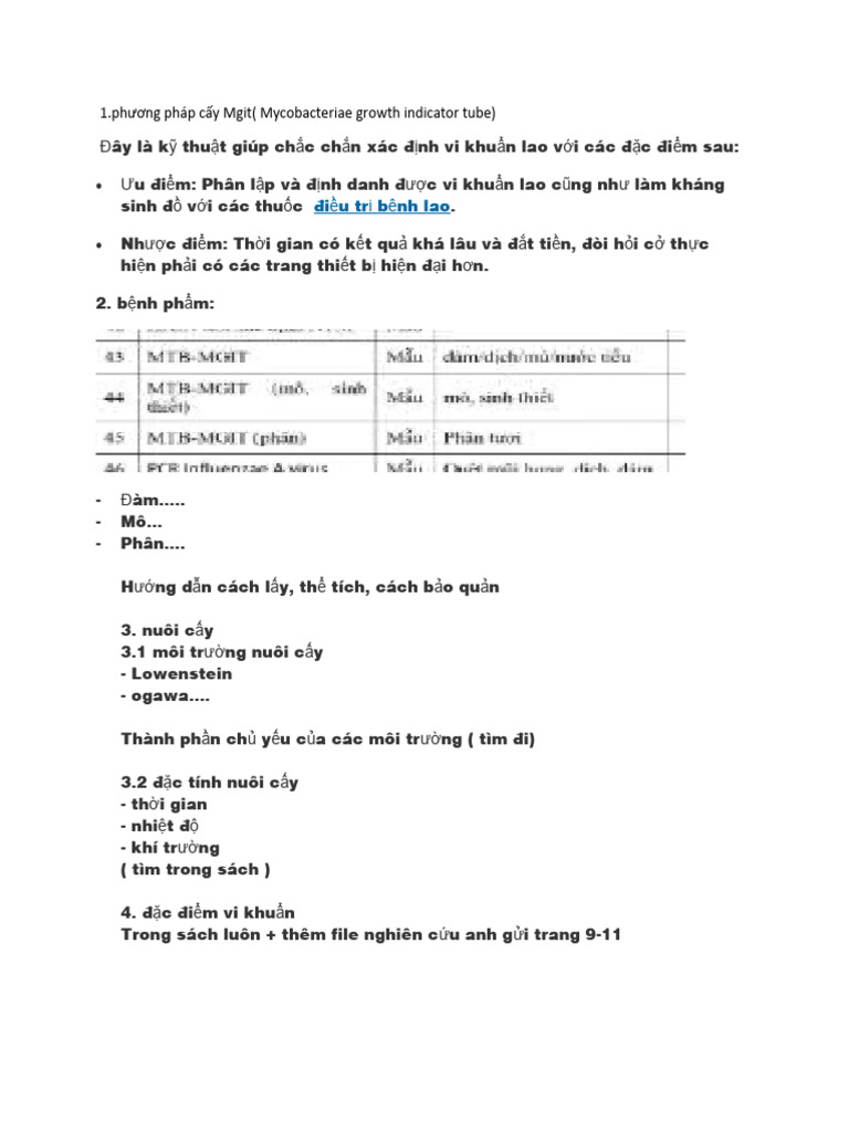1.phương pháp cấy Mgit (Mycobacteriae growth indicator tube) | PDF