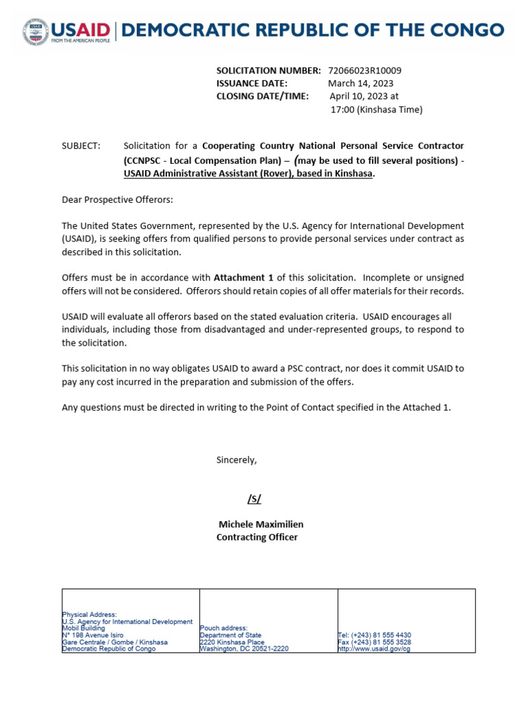 Usaid 230314 01 01 | PDF | United States Agency For International ...