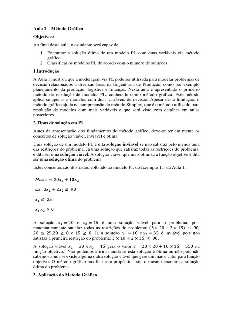 Aula 02 PO1 - Metodo Grafico | PDF | Métodos e Materiais de Ensino