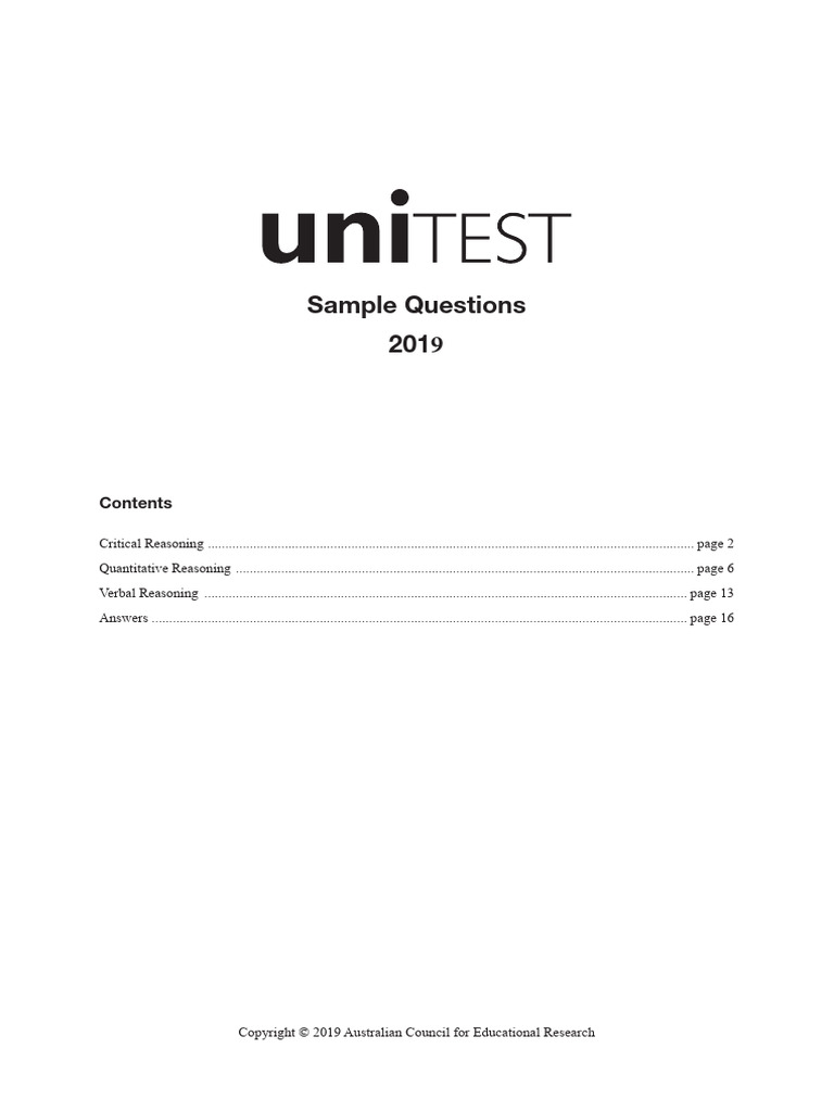 Unitest D Sample Questions 2019 English | PDF