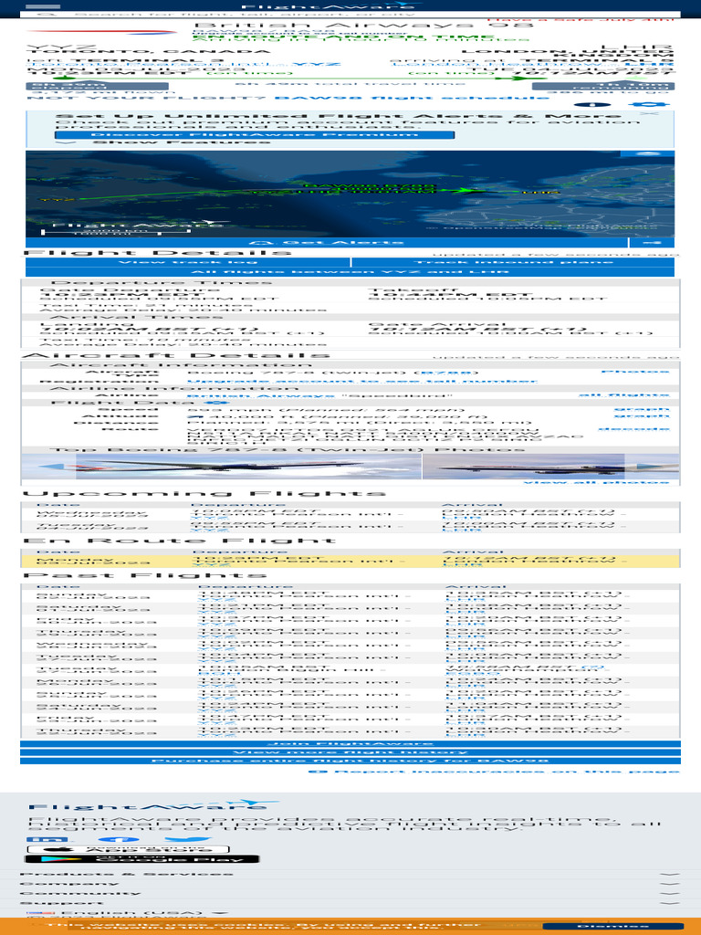 BA98 Flight Status: YYZ to LHR Update | PDF | Transport | Aviation