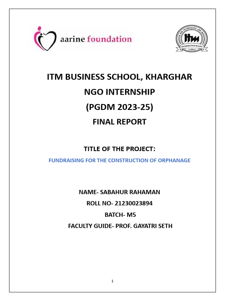 FINAL REPORT On Ngo INternship | PDF