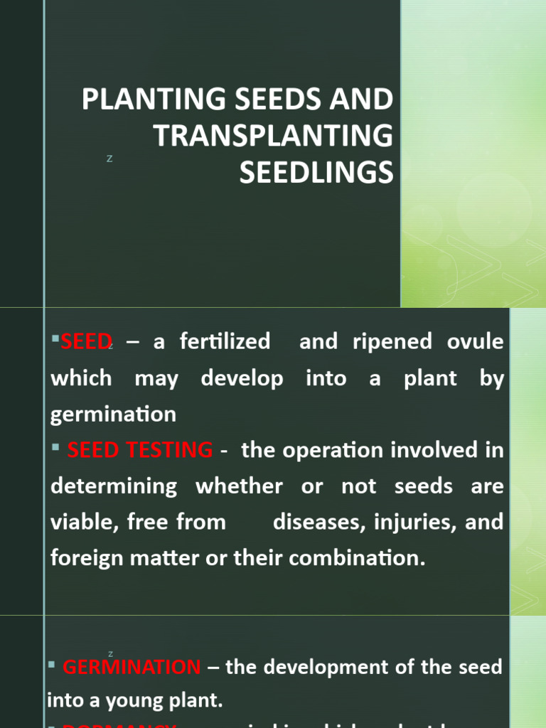Seed Planting and Transplanting Guide | PDF | Seed | Sowing