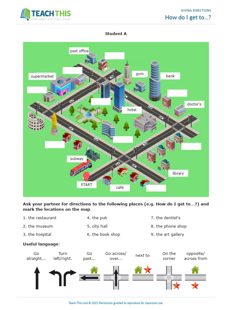 Giving directions - Student A | PDF