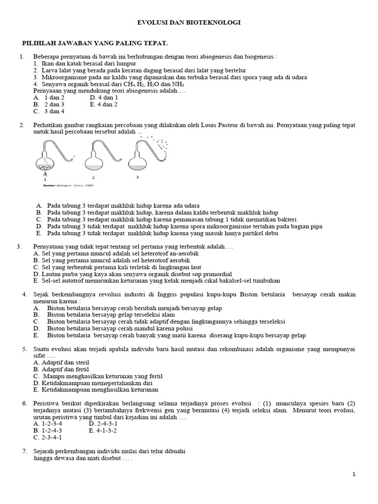 Soal 7 Dan 8 Evolusi Dan Bioteknologi | PDF
