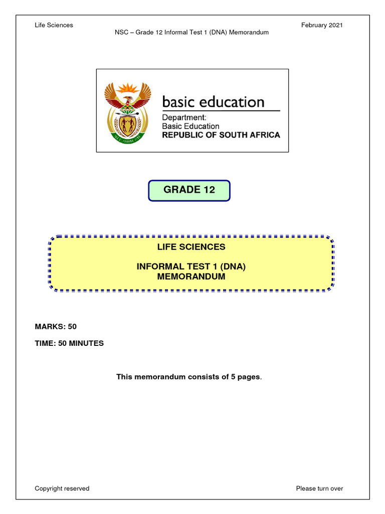 DNA TEST 1 MEMO | PDF | Dna | Macromolecules