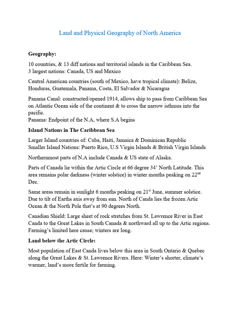Land and Physical Geography of North America | PDF | North America ...