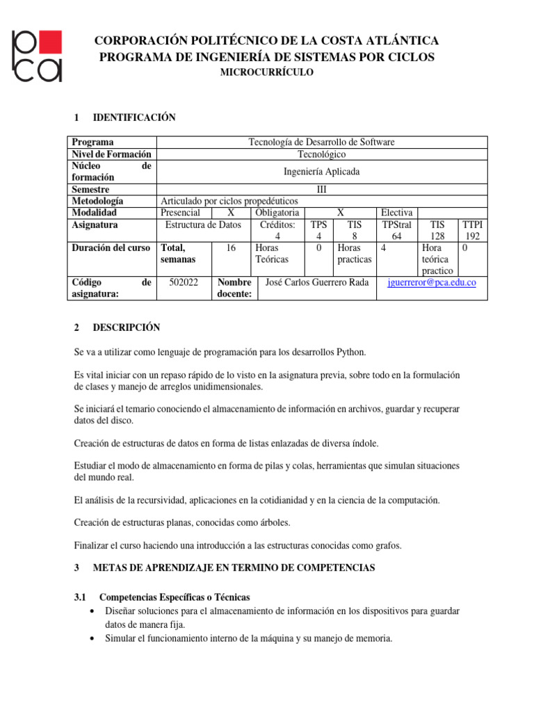 Syllabus_Estructura_Datos_Python | PDF