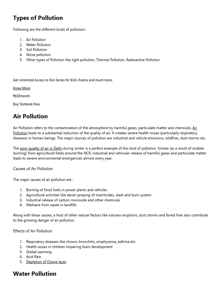 Types of Pollution | PDF | Pollution | Water Pollution