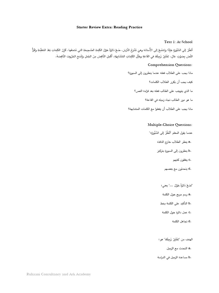 Starter Review Extra_Reading Practice | PDF