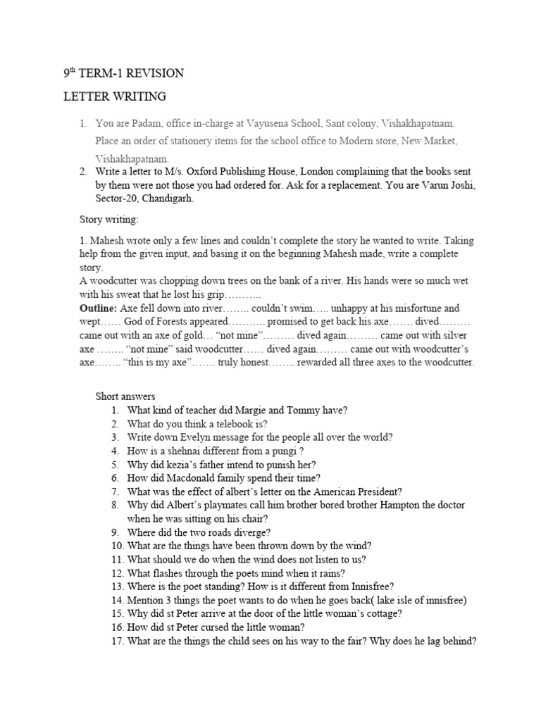 Term1 9 Revision | PDF