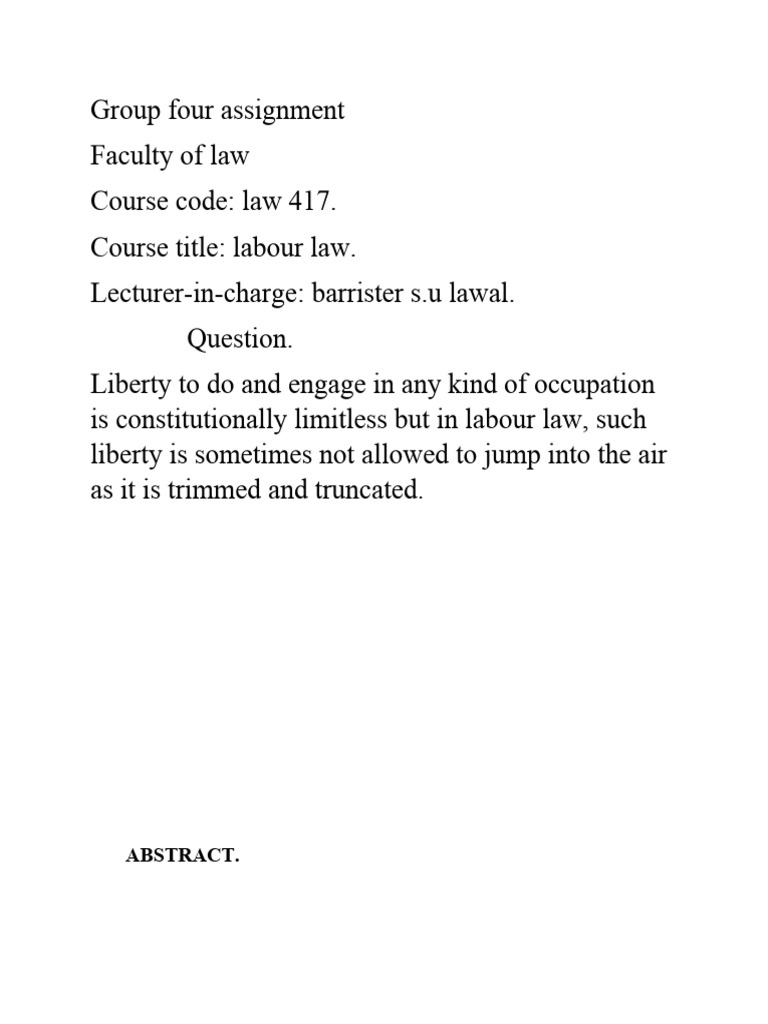 Group Four Assignment Law 417 | PDF