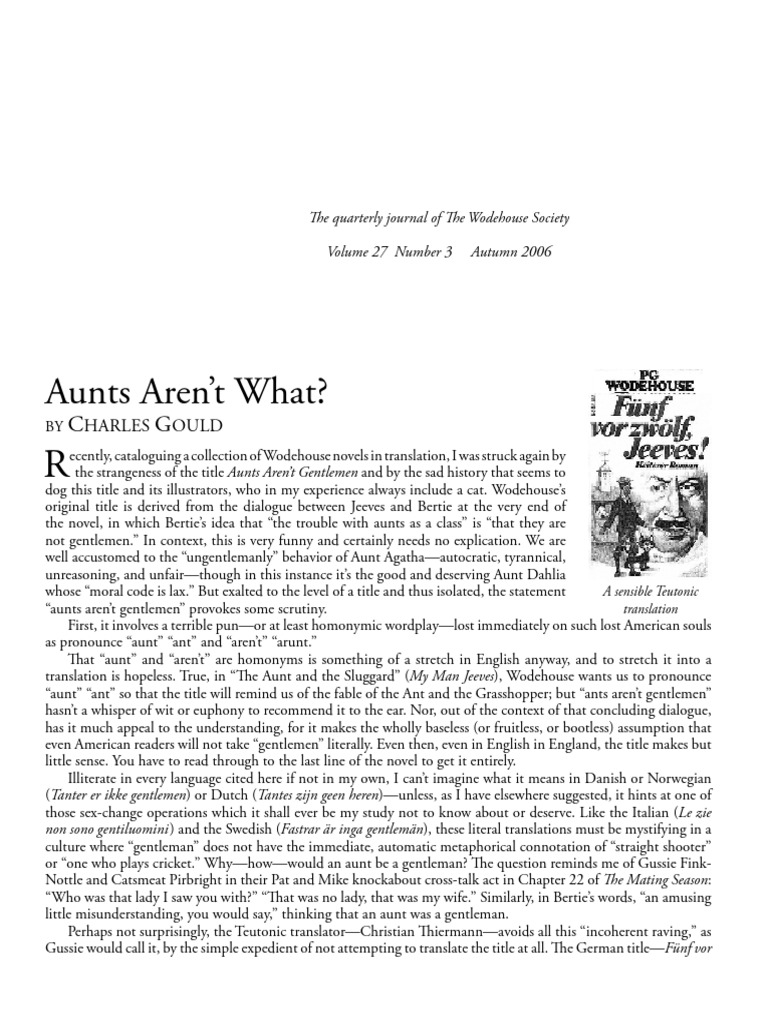 Aunts Aren't What?: Harles Ould | PDF