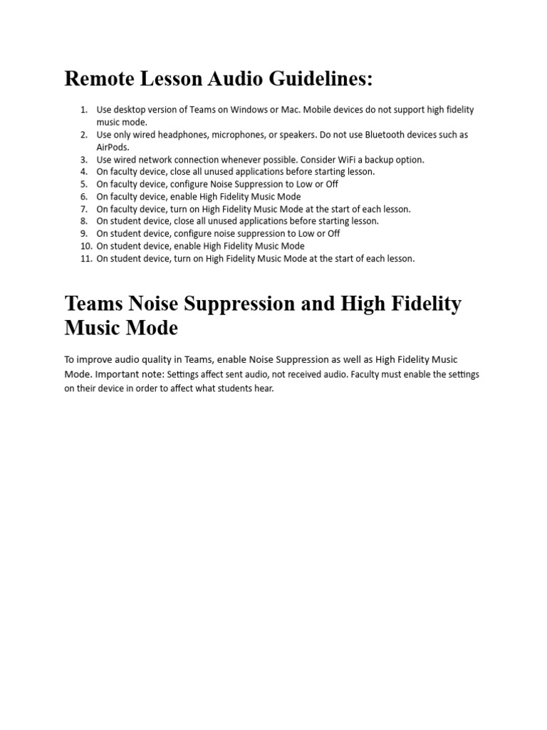 Remote Lesson Audio Guidelines | PDF | Microphone | Mobile App